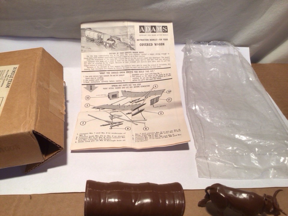 Vintage 1958 Adams Models 20 Mule Team Covered Wagon Model Kit RARE ...