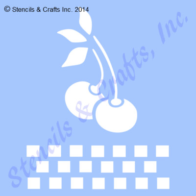 CHERRY STENCIL CHERRIES PAINT ART TEMPLATE CRAFT PATTERN CHECKERBOARD ...