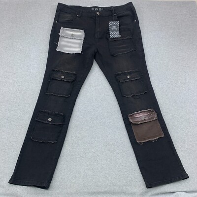 Rebel Vengeance Jeans Mens Size 40x33 Cargo Pockets Hip Hop Stretch ...