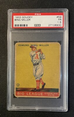 VINTAGE 1933 Goudey #59 Bing Miller PSA 1.5 Graded M42 | eBay