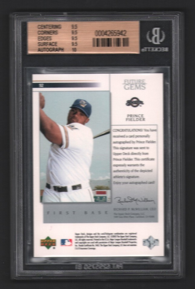 Prince Fielder 2002 Upper Deck Prospect Premieres Rookie Card Rc BGS 9. ...