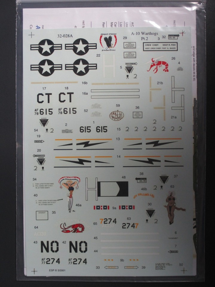 Eagle Strike 1/32nd Scale A-10 Warthogs Pt 1 Decal Sheet No. 32028 | eBay