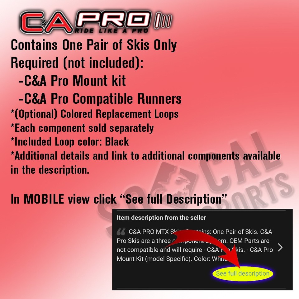 C&A PRO XPT Snowmobile Skis RED Yamaha RS Vector Mountain (2005) | eBay