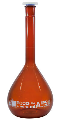 Eisco 2000ml Amber Volumetric Flask with 29/32 Stopper - Borosilicate ...