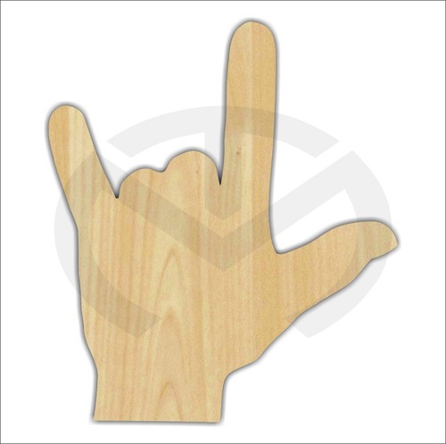 Unfinished Wood ASL I Love You Sign Language Laser Cutout, Wreath ...