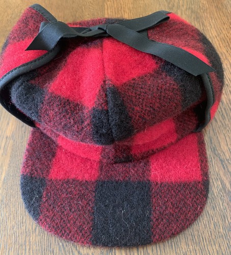 Vintage Tie Top Cap, Woolrich Red & Black Buffalo Plaid, Size 6-3/4 ...