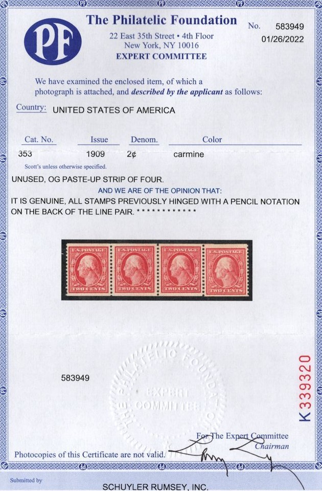 MALACK 353 XF-SUPERB OG H, Pair, w/PF (01/22) CERT, ..MORE.. gg3340 | eBay