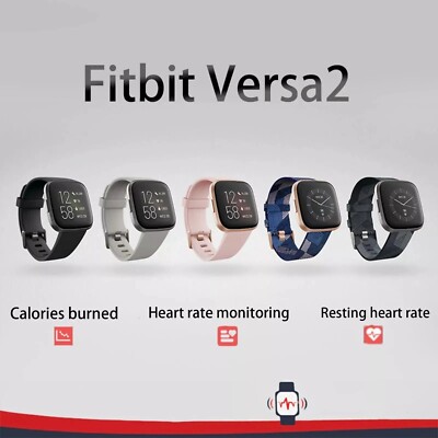 New FITBIT VERSA 2 Health & Fitness Smartwatch Voice Control Sleep ...