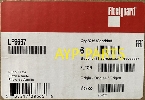 LF9667 (CASE 6) FLEETGUARD OIL FILTER B76-MPG LF3379 LF3973 LF667 ...