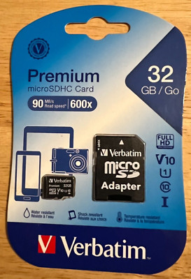Verbatim 32GB Premium microSDHC Memory Card with Adapter | eBay