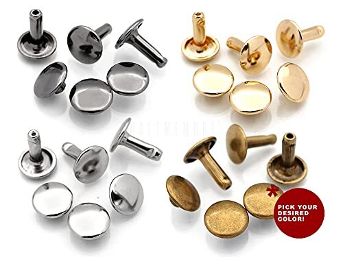 9mm Cap x 12mm Post Leather Rivet Double Cap Rivets Tubular Metal Rapid ...