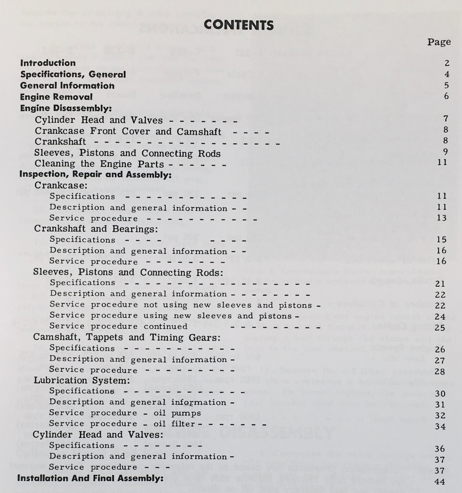 Farmall International C221 C263 D236 D282 Engine Tractor Service Manual ...