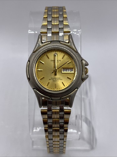 Vintage Swanson Diamond Women's Two Tone Quartz Watch 26mm Case- New ...