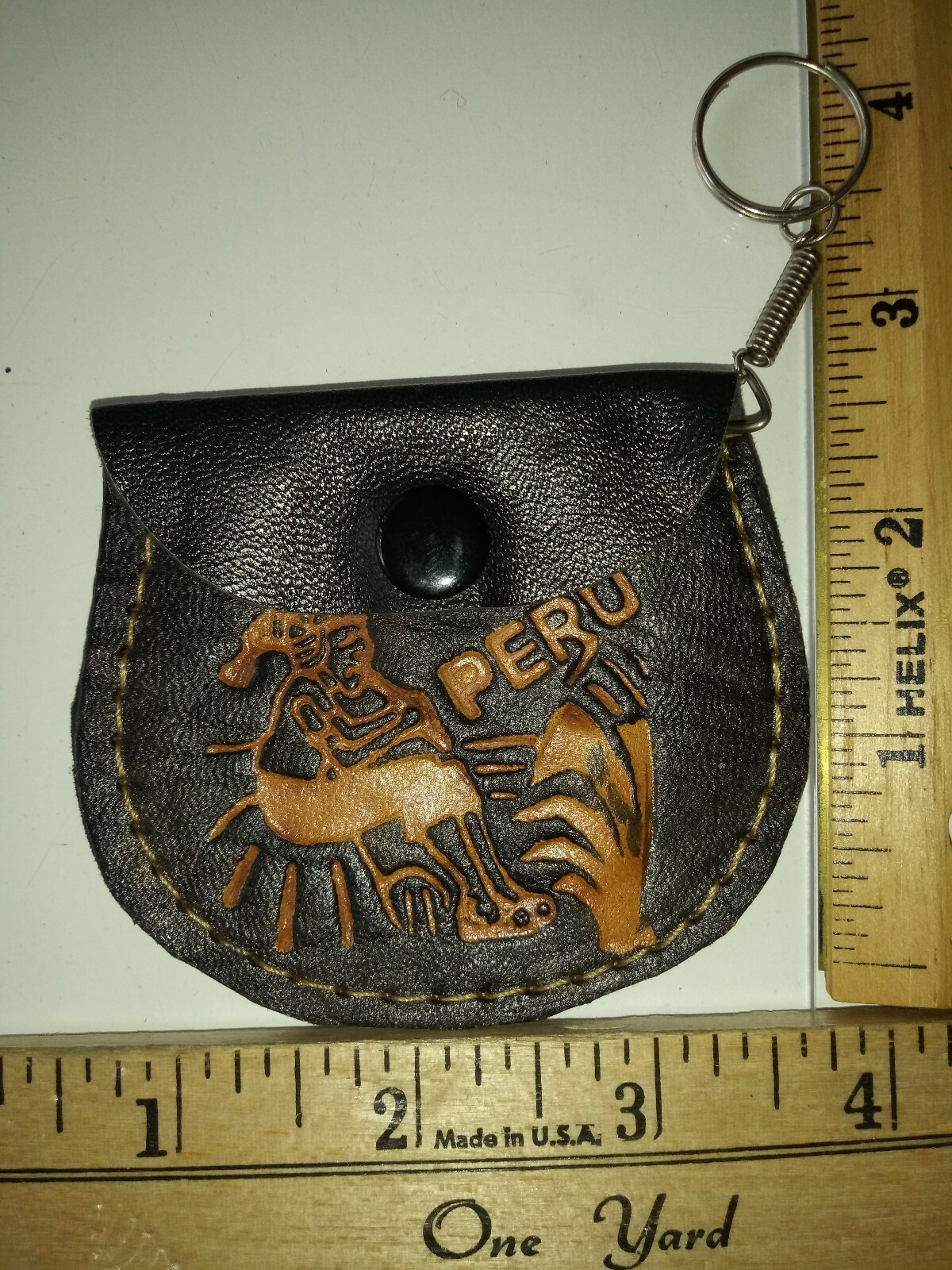 PERU 🇵🇪 Leather Pouch Keychain/Keyring Engraved 3 inch x 2.5inch | eBay