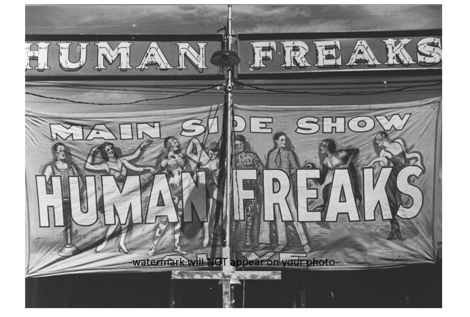 Circus Freak PHOTO Scary Creepy Weird Odd Carnival Tent Sign Sideshow ...
