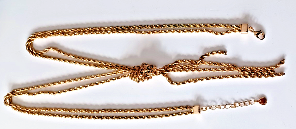 CHARTER CLUB gold tone bib double strand twisted chain necklace 32 ...