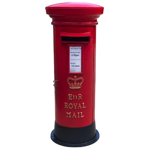 Round Cast Aluminum Red Pillar Post Box ER II English Mailbox Replica ...