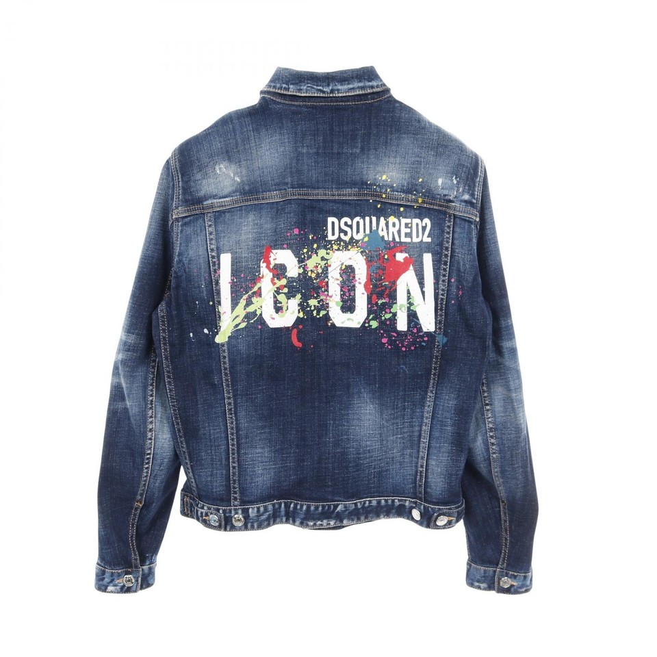 Dsquared Dsquared2 Icon Splatter Dan Jacket Denim Cotton Navy Type | eBay