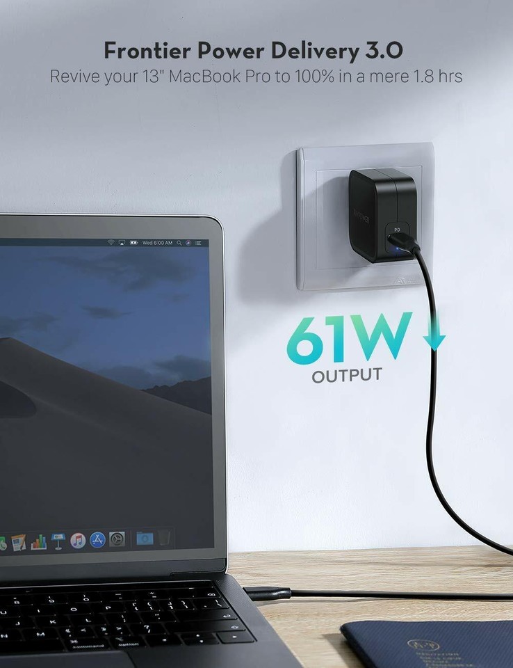RAVPower 61W Wall Charger PD 3.0 Type C Fast Charging Power Delivery ...