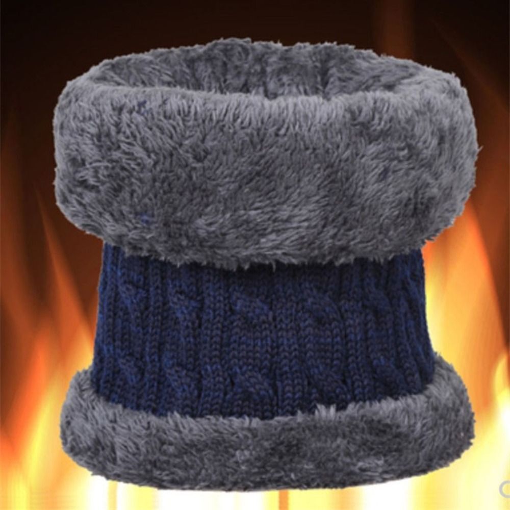 Men Women Elastic Knit Mufflers Winter Polyester Scarf Knitted Ring ...