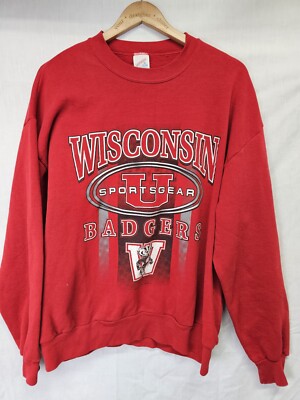 Vtg Wisconsin Badgers Crewneck Sweatshirt Size XL Men's Red Sportsgear ...