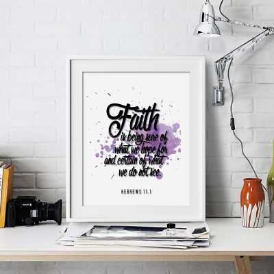 Hebrews 11:1 Bible Inspirational Wall Art Print Motivational Quote ...