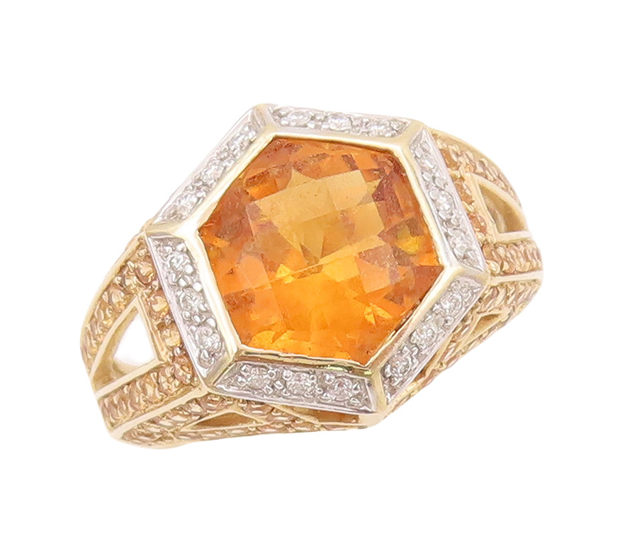 14K GOLD Vintage Ring Real Diamonds & Gemstone Halo B… - Gem