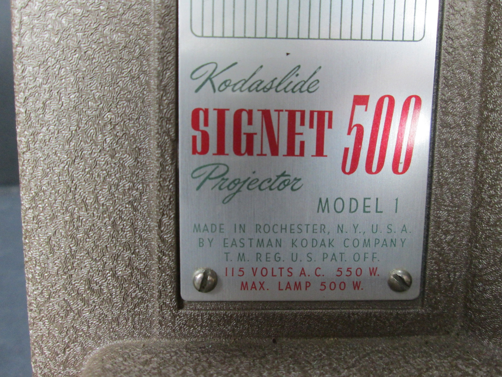 Kodak Signet Projector 500 Model 1 Kodaslide 115V 5" F/2.8 Ektanon Lens ...