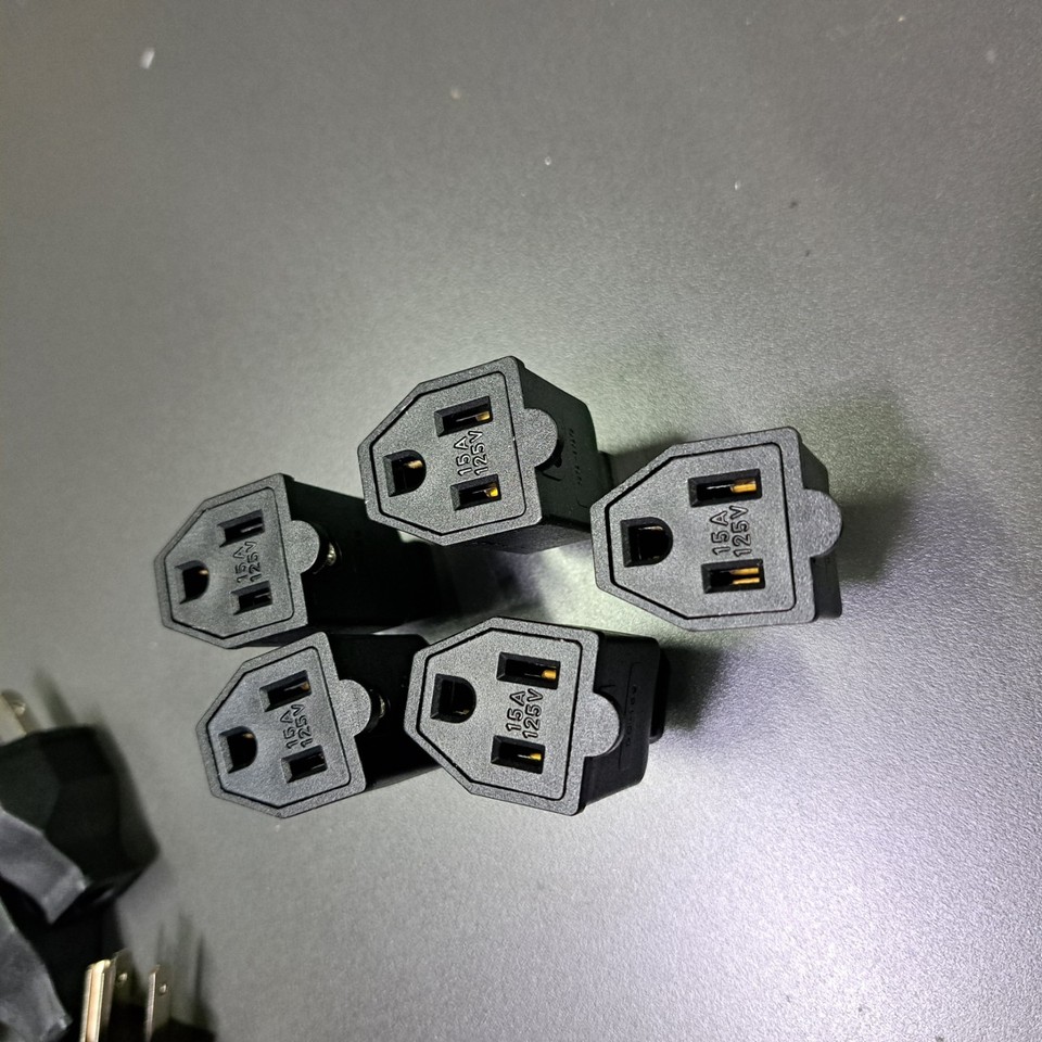 5 AC Nema 5-15 Female Sockets 15A 125V 3 Prong Grounded Residential ...