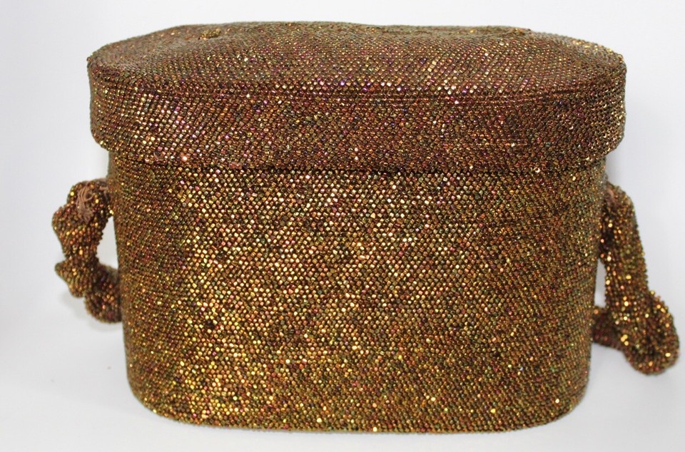 Vintage 40s Copper Brown Glass Beaded Box Bag | eBay