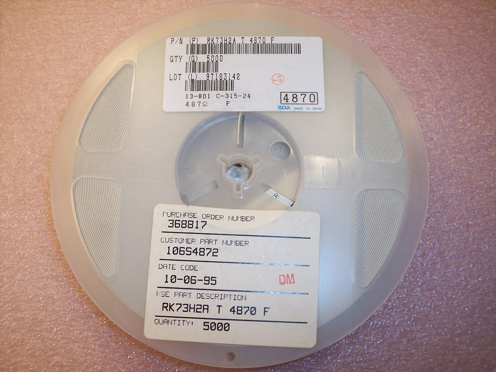 QTY (5000) 487 Ohm 1/8W 1% 0805 SMD CHIP RESISTORS RK73H2AT4870F KOA ...