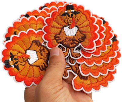 2.6"x2.6" Set 12pcs Thanksgiving Turkey Iron On Sew On Cloth ...