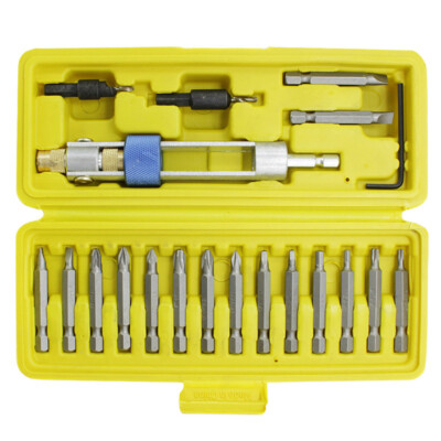 20pc HSS Countersink Drill Bit Driver Swivel Head Quick-Change Tool Set ...