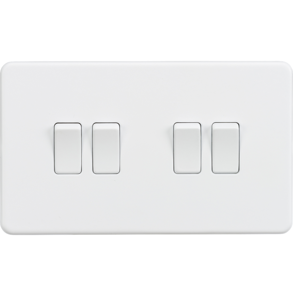Knightsbridge Screwless Flatplate light switches & sockets MATT WHITE ...