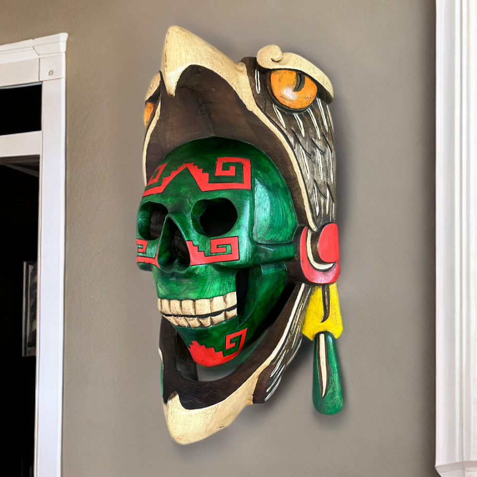 Skull Eagle Aztec Warrior Mask, Mexican Aert. Handcrafted Art. Aztec ...