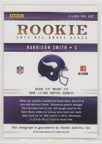 2012 Elite - Turn of the Century Rookie Signatures #197 Harrison Smith ...