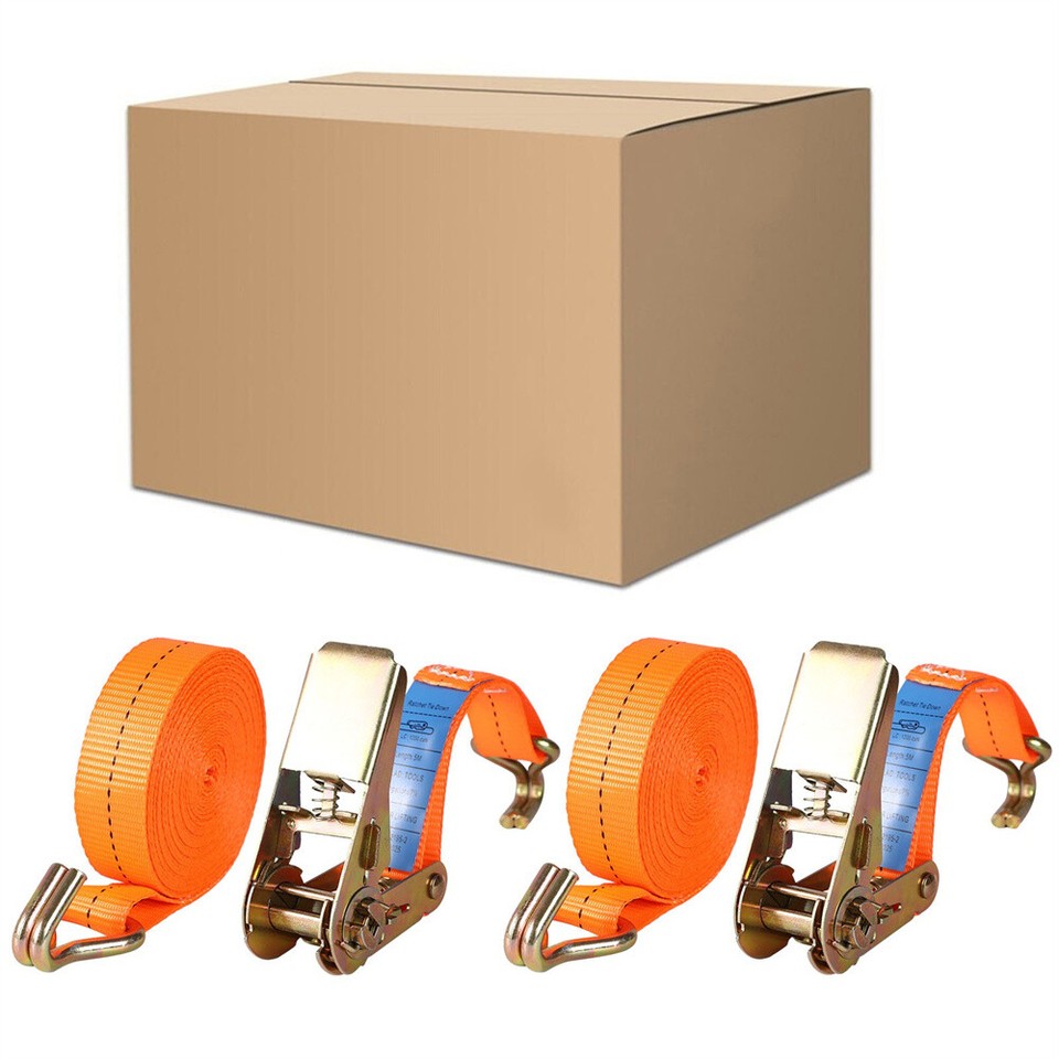 8X Heavy Duty Ratchet Ties Down Straps 25mm 4 Meter Lashing Cargo ...