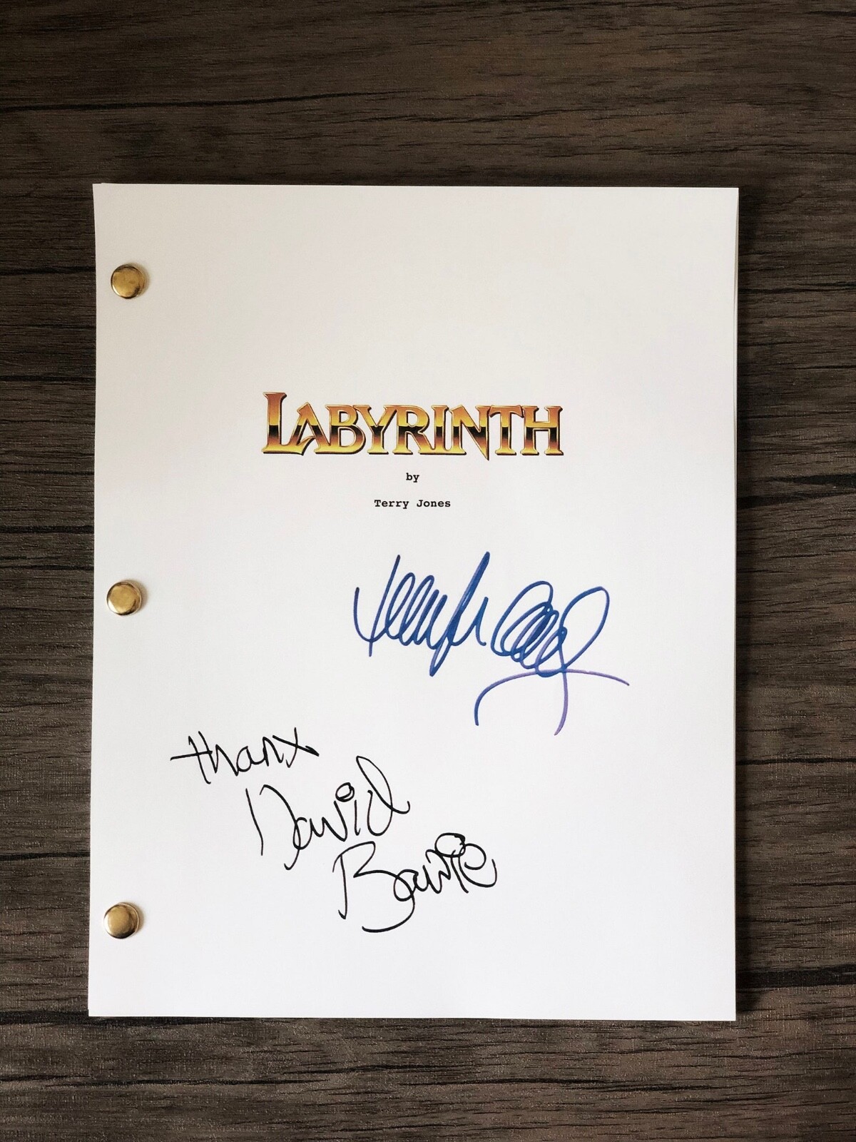 Labyrinth Movie Script David Bowie Autograph The Memorabilia Gift Of ...