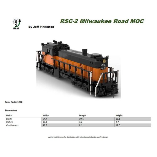 MOC-117020 RSC-2 Milwaukee Road Train Model 1277 Pieces Good Quality ...
