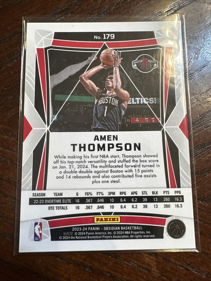 2023-24 Panini Obsidian #179 Amen Thompson Electric Etch International ...