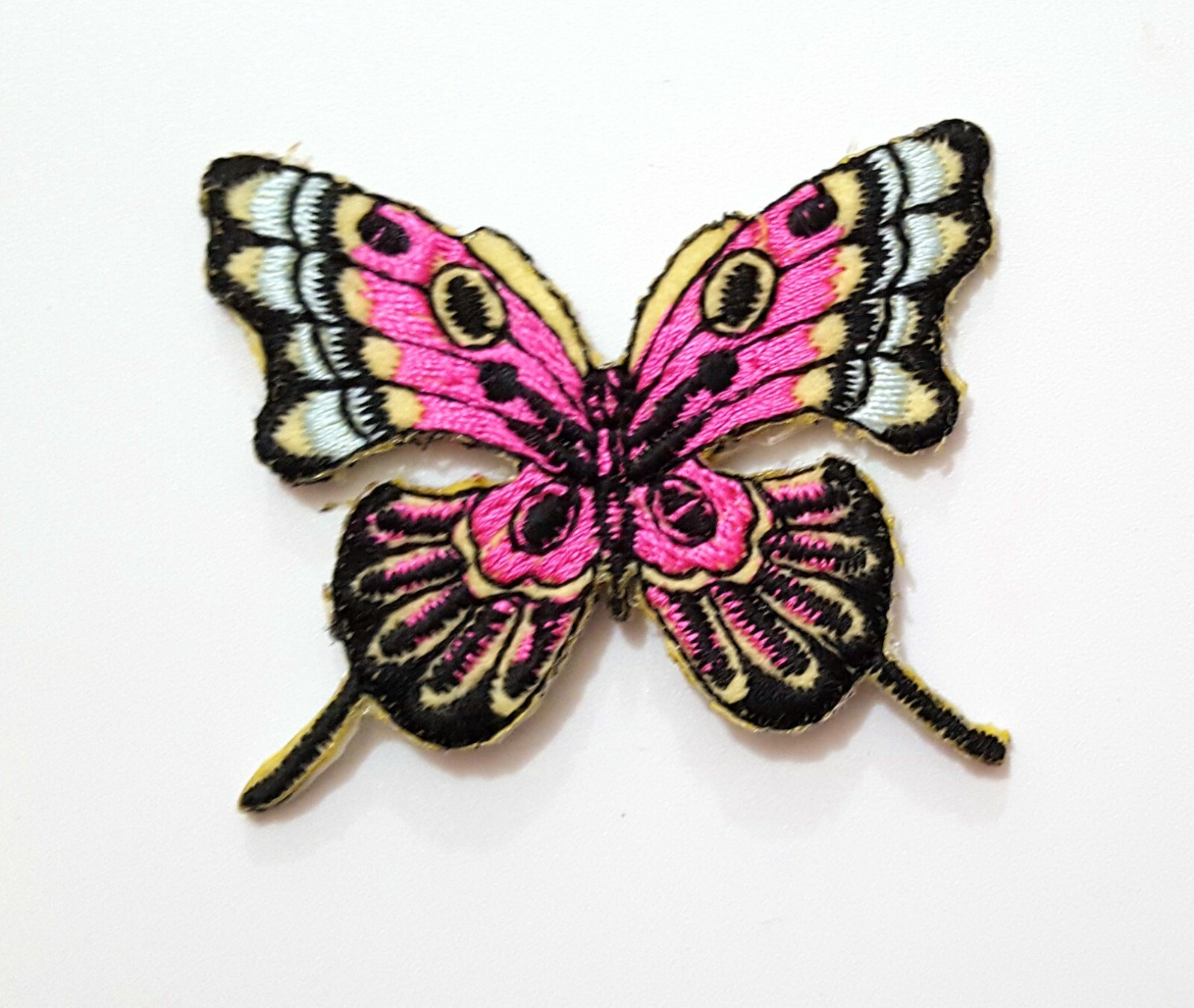 6pc / 7pc Black & Deep Pink Butterfly Embroideries Patch Appliques iron ...