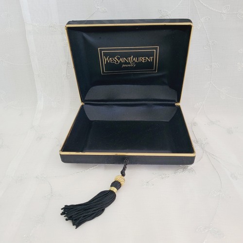 Vintage YSL YVES SAINT LAURENT Jewelry Box EMPTY Hinge Tassel Black ...
