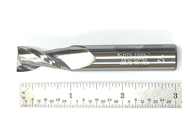 1/2" 2 FLUTE SOLID CARBIDE END MILL HTC #120-2500 1" FLUTE X 3" OVERALL ...