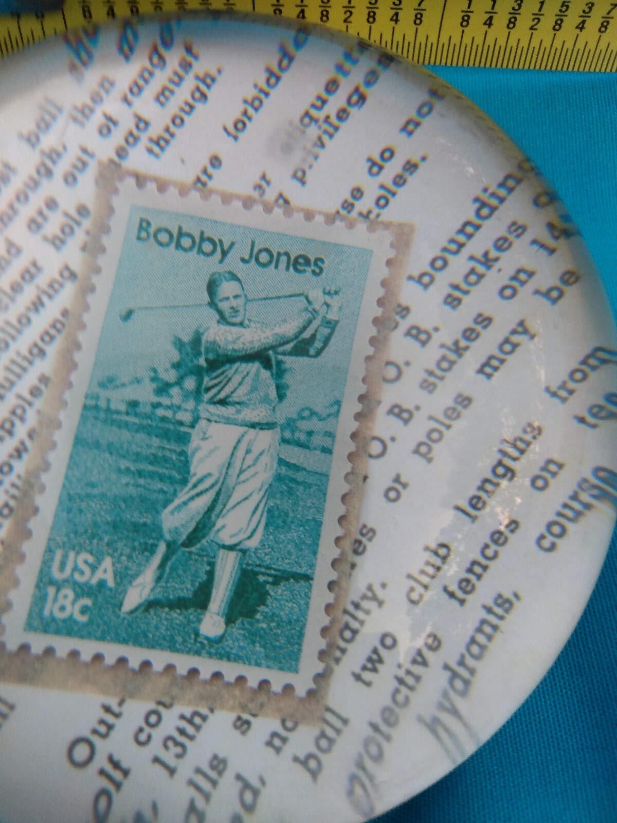 Bobby Jones US postal stamp PGA golfer vintage Resin Lucite Paperweight ...