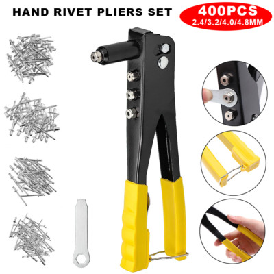 Heavy Duty Hand Pop Rivet Gun Tool Kit + 400PCS Assorted Rivets + 4 ...
