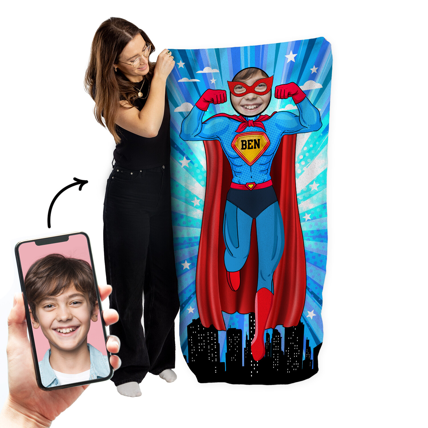Personalised Beach Towel | Superhero Character Towel | Custom Holiday ...