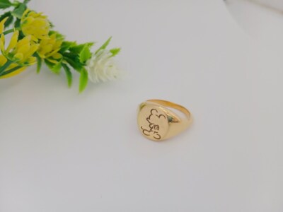 Mickey Mouse Signet Ring - Mickey Ring - Gift for Her - 925 Sterling ...