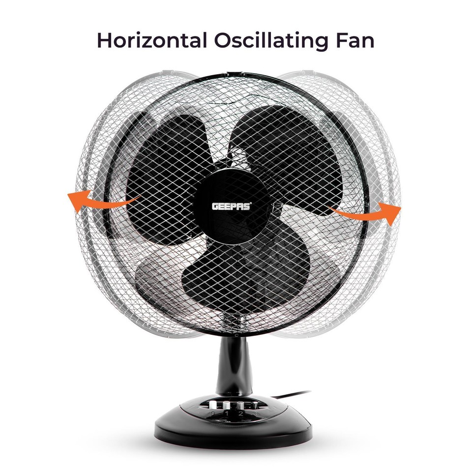 12-inch Table Fan Electric Portable Desktop 3 Speed Oscillating ...