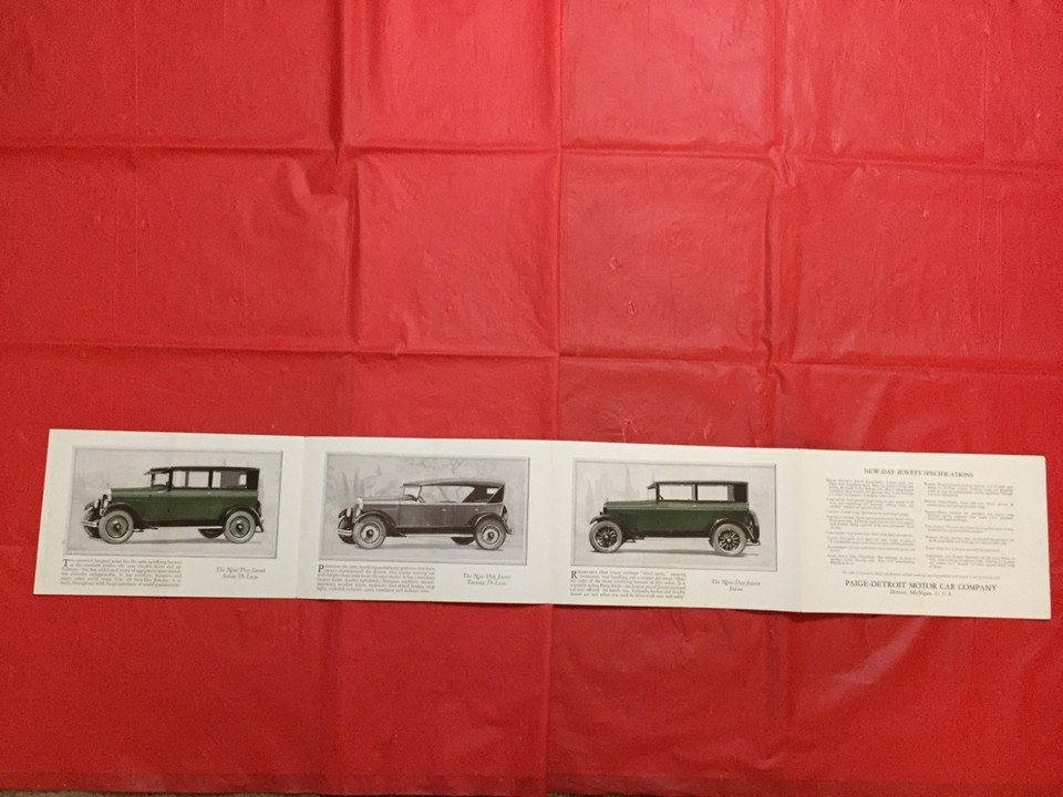 c.1927 PAIGE & JEWETT "MOTOR CARS" Car Dealer Sales Brochure | eBay