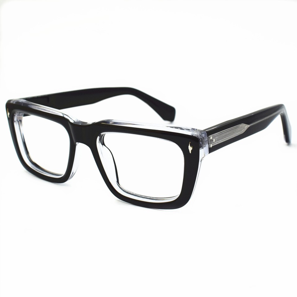 Retro Square Eyeglasses Frames Acetate Mens Women Glasses New Recessed ...